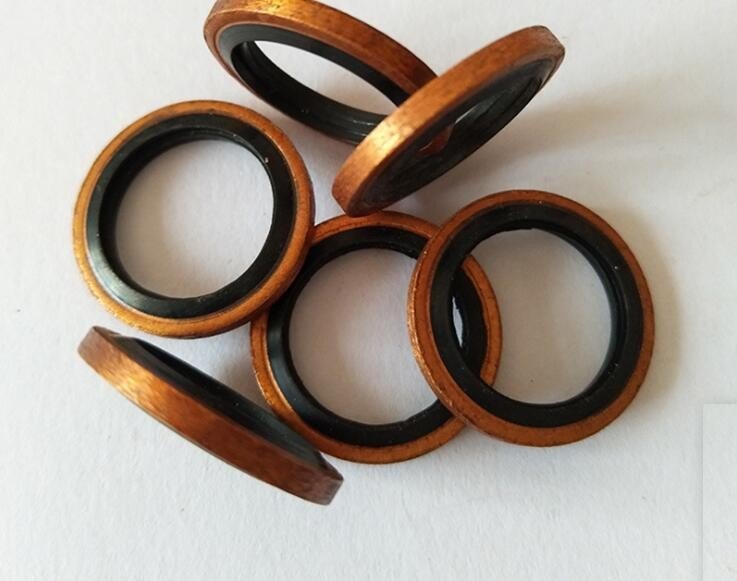 Non Self Centering Bonded Sealing Washers ,  Red  Copper NBR Pressure Sealing Washers