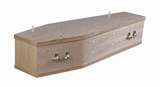 Customized Caskets Plywood Veneer Cardboard Coffins With Flat Lid