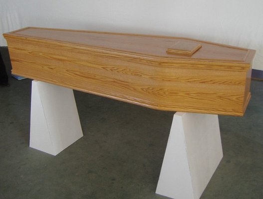 Plywood Veneered Cardboard Coffins with Lined Lid and Concave Edge