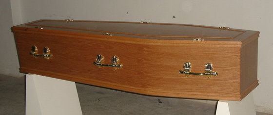 Plywood Veneered Cardboard Coffins with Lined Lid and Concave Edge