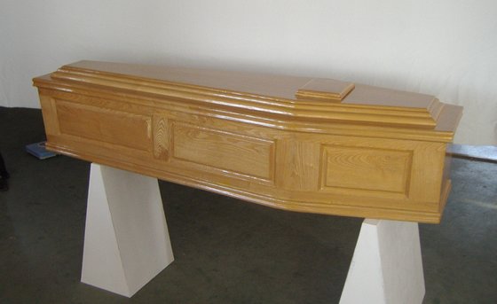 Satin Lined Cardboard Eco Friendly Coffins with Convex Lid and Frame Body