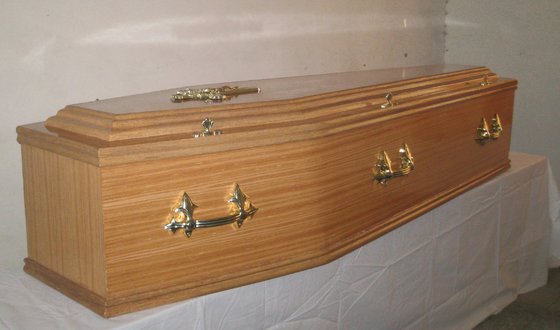 European Style Plywood Veneered Cardboard Coffins with Convex Lid Satin Lined