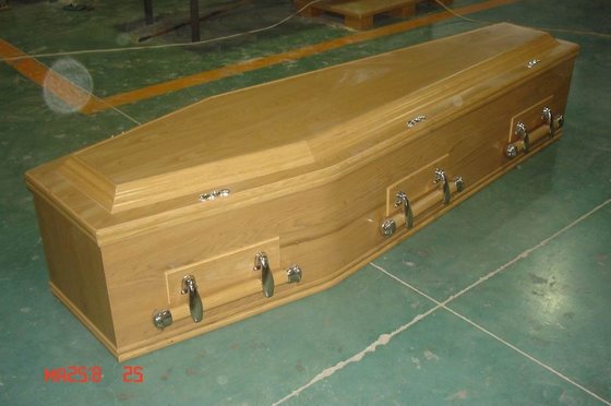 European Style Plywood Veneered Cardboard Coffins with Convex Lid Satin Lined