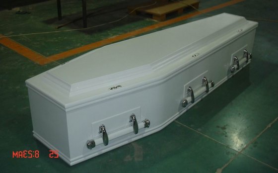 European Style Plywood Veneered Cardboard Coffins with Convex Lid Satin Lined