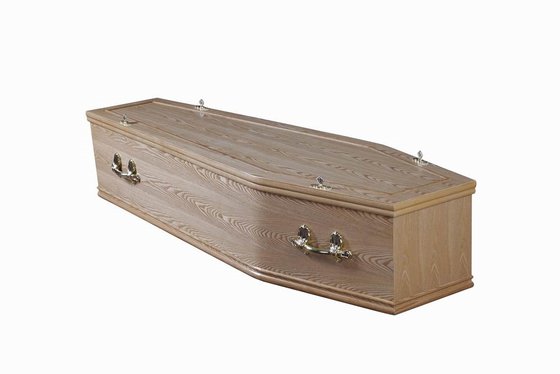 Plywood Veneered Cardboard Coffins with Lined Lid and Concave Edge