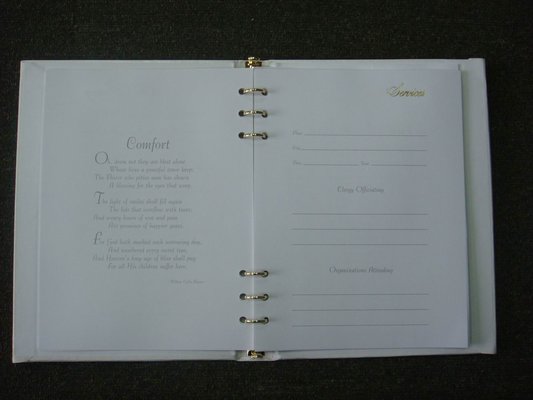 White Praying Hands Gold Stamped Funeral Memorial Books , Registry Book For Funeral