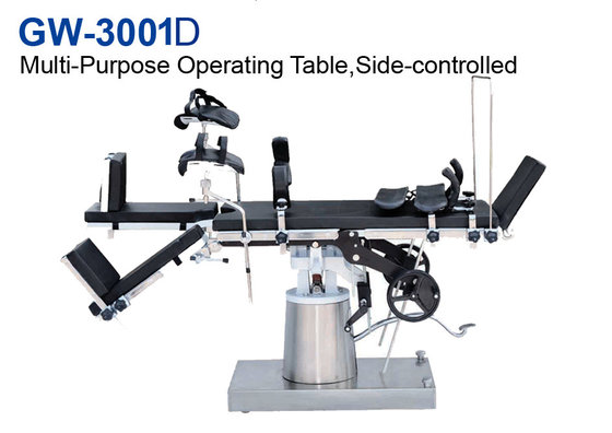 Side Controlled Manual Surgical Operating Table Of Stainless Steel