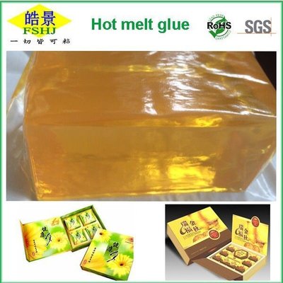 EVA PSA Hot Melt Adhesive Block , High Soften Point Yellow Transparent Hot Melt Glue