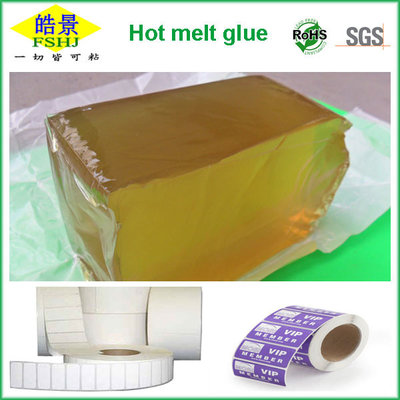 Light Yellow And Block Shape PSA Hot Melt Adhesive For Prices Label 12 Months Validity