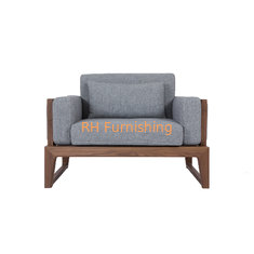 Chinese modern style Joyful ever furniture Hotel lobby sofa by Walnut wood with Movable fabric cushion