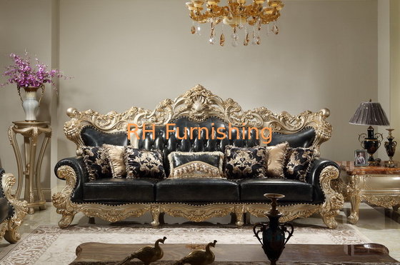 Luxury Classic Living room Sofa sets online direct sales price by Beech wood carfted and Import Italy Leather upholstery supplier