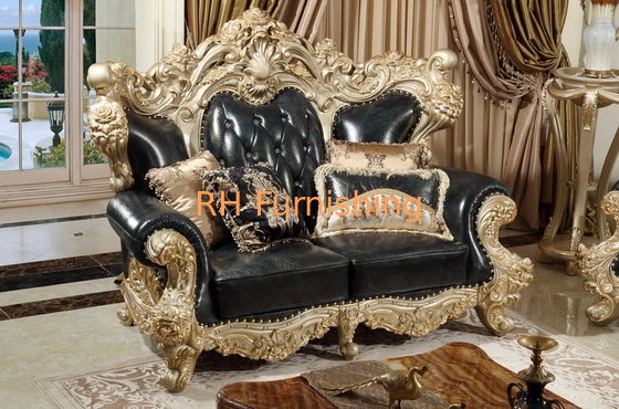 Luxury Classic Living room Sofa sets online direct sales price by Beech wood carfted and Import Italy Leather upholstery supplier