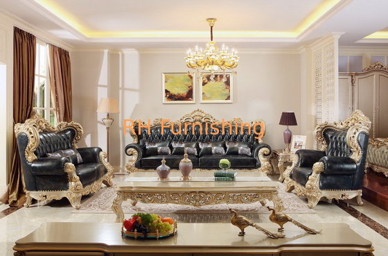 Luxury Classic Living room furniture1+2+4 Sofa sets online direct sales price by Beech wood and Italy Leather upholstery supplier