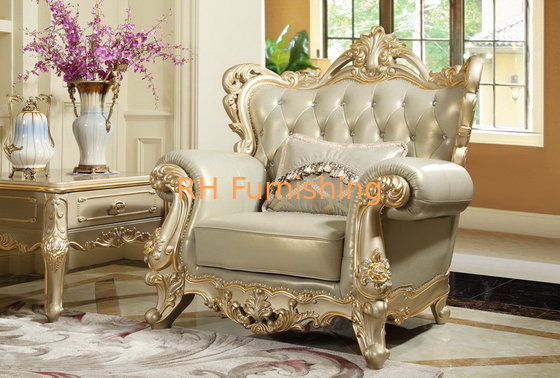 Luxury Classic French design of Living room Sofa sets 1+2+3  used Beech wood fame and Import Italy Leather upholstered supplier