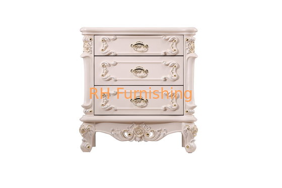 Luxury Bed Sets Classic desgn of White painting Wooden Furniture withe Leather upholstered Headboards of Villa interior supplier