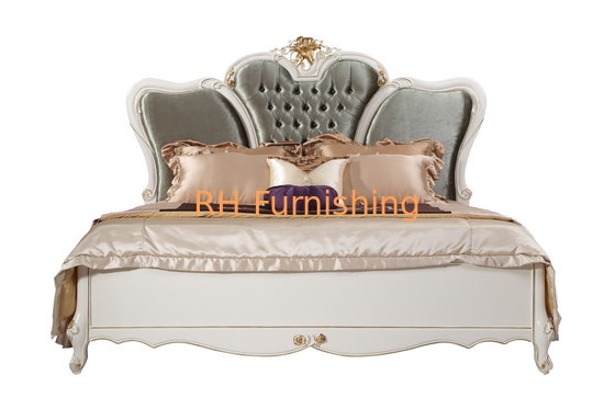 Luxury Fabric Bed Sets of Ivory White wooden Furniture in high quality brands from China factory for Villa house supplier