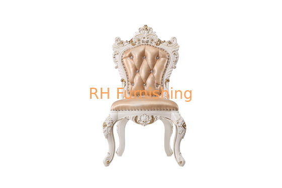 Luxury Chairs of Classic French design in Beech wood frame with hand carving flower by Leather pad supplier