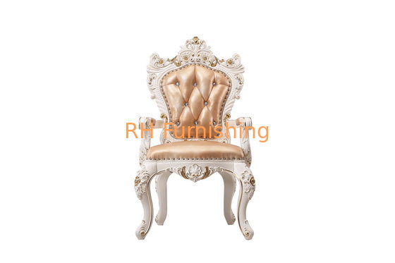 Luxury Chairs of Classic French design in Beech wood frame with hand carving flower by Leather pad supplier