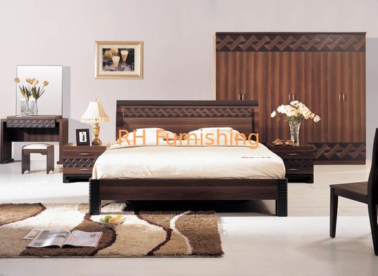MDF+Paper Home Furniture,Panel Bedroom Set,Wood Bed and Wardrobe,Nightstand,Dresser with Mirror,Amorie,Chest supplier