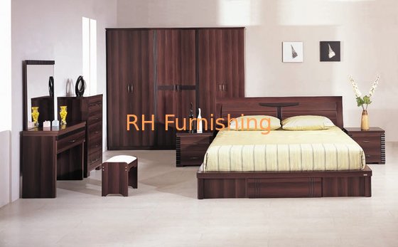 MDF Home Furniture,Panel Bedroom Set,Wood Bed and Wardrobe,Nightstand,Dresser with Mirror,Amorie,Chest supplier