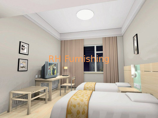 MDF/Melamine Hotel Bedroom Furniture Collection,Standard Room Bed,Nightstand,TV Cabinet,Luaage Rack/Table,Desk supplier