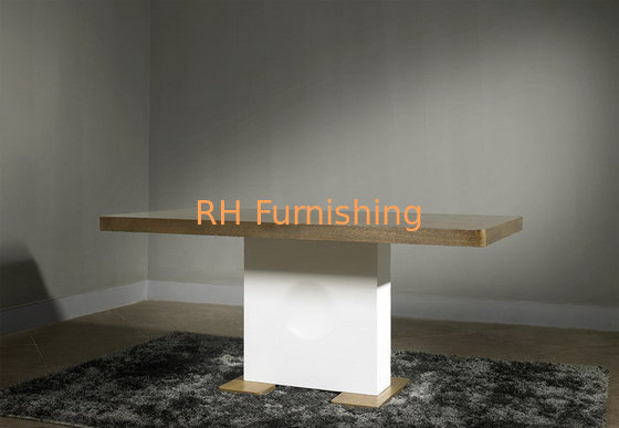 Modern Dining Room Furniture,Walnut Wood/White High Glossy Dining Table supplier