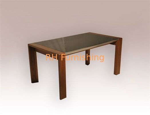 Modern Dining Room Furniture,Walnut Wood/White High Glossy Dining Table supplier