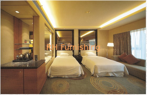 Modern Hotel Guest Bedroom Furniture Standard Double Bed with Mattress and Casegood SR-013 supplier