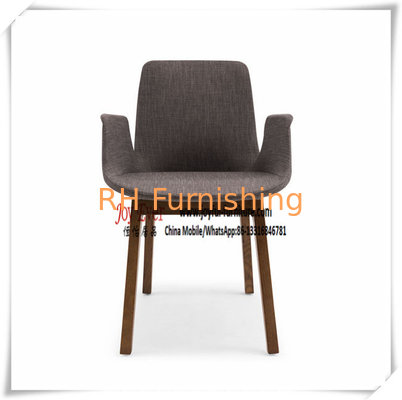 Restaurant Walnut wood seating Chair with Brown Fabric Upholstery cushion supplier