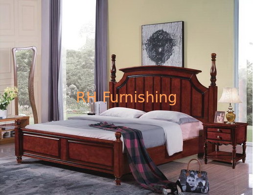 Tall headboard $200/set Walnut painting Rubber Wood Bedroom Furniture set in Pine bedboard supplier