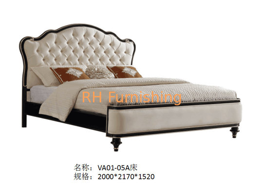 Luxury furniture sets French Neoclassical Black Bright Solid Wood Furniture Leather Soft Packed Double Bed supplier