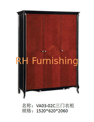 Luxury furniture of Wardrobe closet in Ebony glossy painting for 3 or 4 doors clothespress supplier