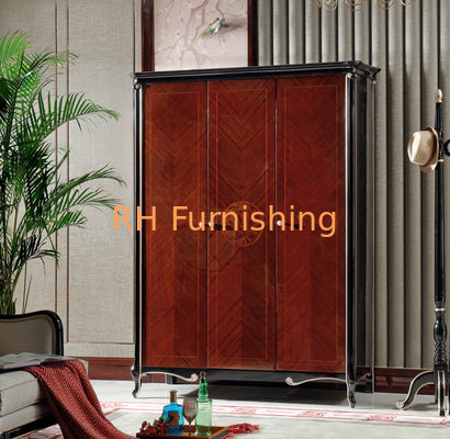 Luxury furniture of Wardrobe closet in Ebony glossy painting for 3 or 4 doors clothespress supplier