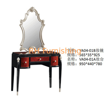 Luxury house of Villa Bedroom furniture Dresser with Mirror stand in Beech wood carving supplier