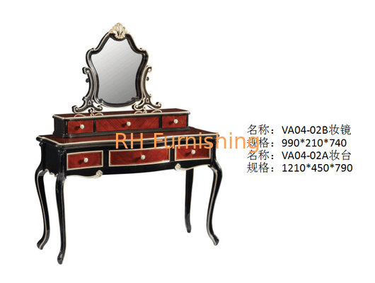 Luxury house of Villa Bedroom furniture Dresser with Mirror stand in Beech wood carving supplier