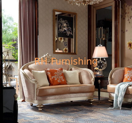 French Luxury Sofa set in Neoclassical Solid Wood Furniture Living Room Cloth Art Sofa Villas Full House Customized supplier