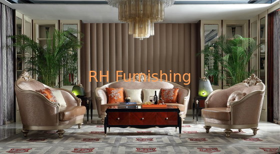 French Luxury Sofa set in Neoclassical Solid Wood Furniture Living Room Cloth Art Sofa Villas Full House Customized supplier