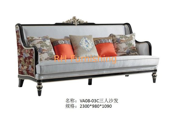 French Neoclassical High-grade Fabric Sofa Sset Villa Luxury Villa Living Room Furniture 1+2+3 Hotel furniture factory supplier