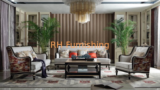 French Neoclassical High-grade Fabric Sofa Sset Villa Luxury Villa Living Room Furniture 1+2+3 Hotel furniture factory supplier
