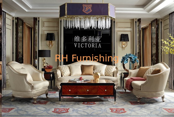 French New Classical Solid Wood Furniture Sofa Spray Gold Oil frame Living Room fabric Sofa French All-room furniture supplier