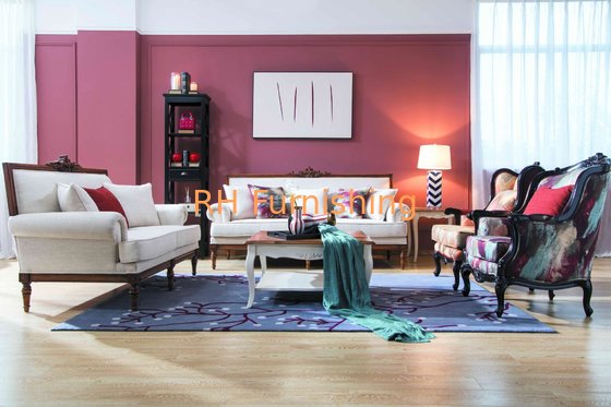 Hotel Sofa Lobby Reception furniture made by Birch wood carving frame Hige density sponge Fabric upholstered supplier