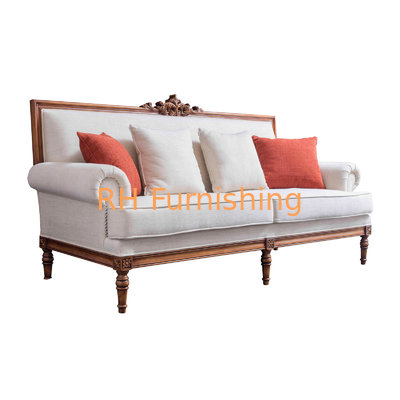 Hotel Sofa Lobby Reception furniture made by Birch wood carving frame Hige density sponge Fabric upholstered supplier