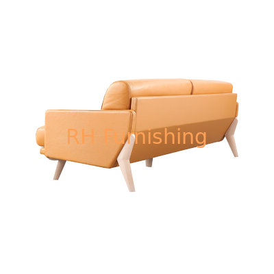 Hotel Sofas Leather upholstered in fashion design with Ash wood legs for Reception furniture made by China sofa factory supplier