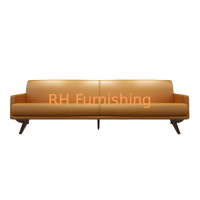 Hotel Sofas Leather upholstered in fashion design with Ash wood legs for Reception furniture made by China sofa factory supplier