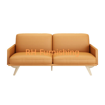 Hotel Sofas Leather upholstered in fashion design with Ash wood legs for Reception furniture made by China sofa factory supplier