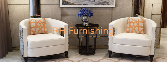Light luxury Hotel Sofa used Leather upholstered Leisure chairs for Lobby seating furniture supplier