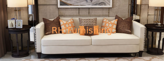 Fashion luxury design of Hotel Lobby furniture reception sofa set made by Leather cushion in Glossy painting legs supplier