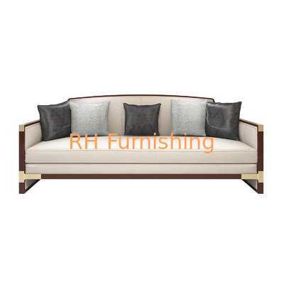 Hotel Lobby furniture modern Chinese style Solid wood Sofa set used Grey fabric cloth seating supplier