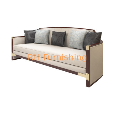 Hotel Lobby furniture modern Chinese style Solid wood Sofa set used Grey fabric cloth seating supplier