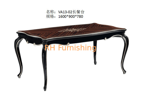 Luxury Furniture Dining room Long Tables in high glossy painting Ebony veneer with High density Upholstered Chairs supplier